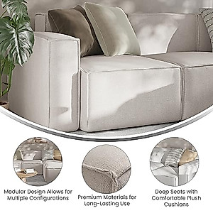 Flash Furniture Bridgetown Fabric Left Chair Module for Sectional Sofa, Customizable Modular Couch Left Seat with Arm Rest, Cream