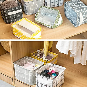 Oaixuilhy Foldable Storage Basket Set of 6 Collapsible Canvas Containers Fabric Shelf Bins with Handle