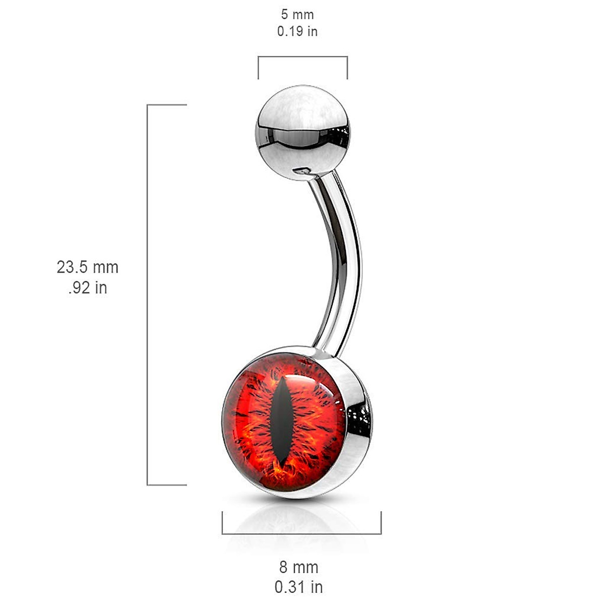 Covet Jewelry Snake Eye Inlaid 316L Surgical Steel Belly Button Navel Rings (Blue)