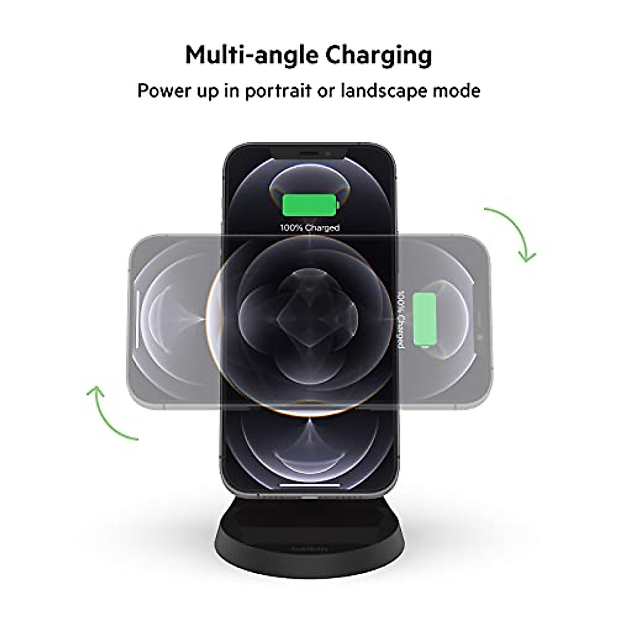 Belkin Magnetic Wireless Charger Stand - MagSafe Charger Compatible - Magnetic iPhone Charger - Wireless Charger - Works w/ Apple iPhone 14, iPhone 13 & iPhone 12 - Power Supply Not Included - Black