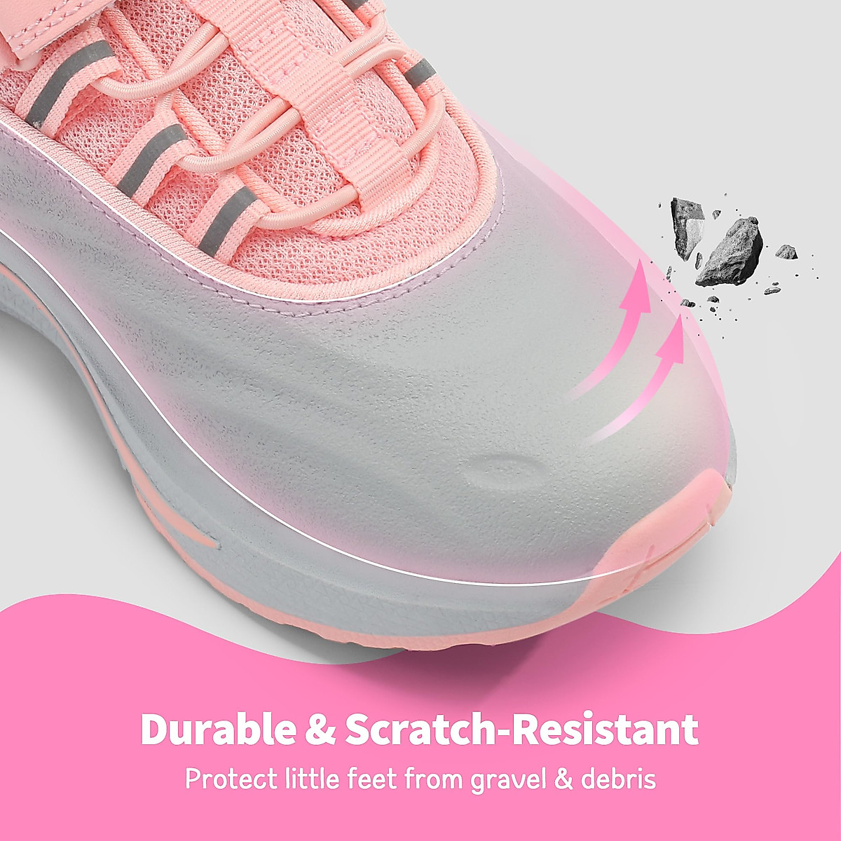 DREAM PAIRS Boys Girls Shoes Kids DuraPlay Tennis Running Athletic Protective Walking Sneakers for Little/Big Kid,Size 2 Little Kid,Light Grey/Pink,SDRS2335K
