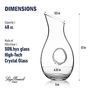 Luigi Bormioli Crescendo 48 Ounce Carafe, Crystal SON-hyx Glass, Made In Italy.