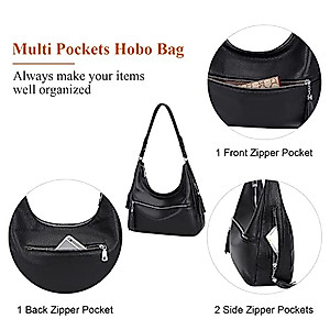Over Earth Genuine Leather Purses and Handbags for Women Hobo Purse Shoulder Tote Bag Ladies Crossbody Bag with Tassel Medium(O106-2E Black)