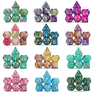 Surhugvy DND Dice Set, 25 X 7 (175 Pieces) Polyhedral D&D Dice Set Three-Color, Two-Color and Monochrome Dice for Dungeons and Dragons with 1 Black Bags