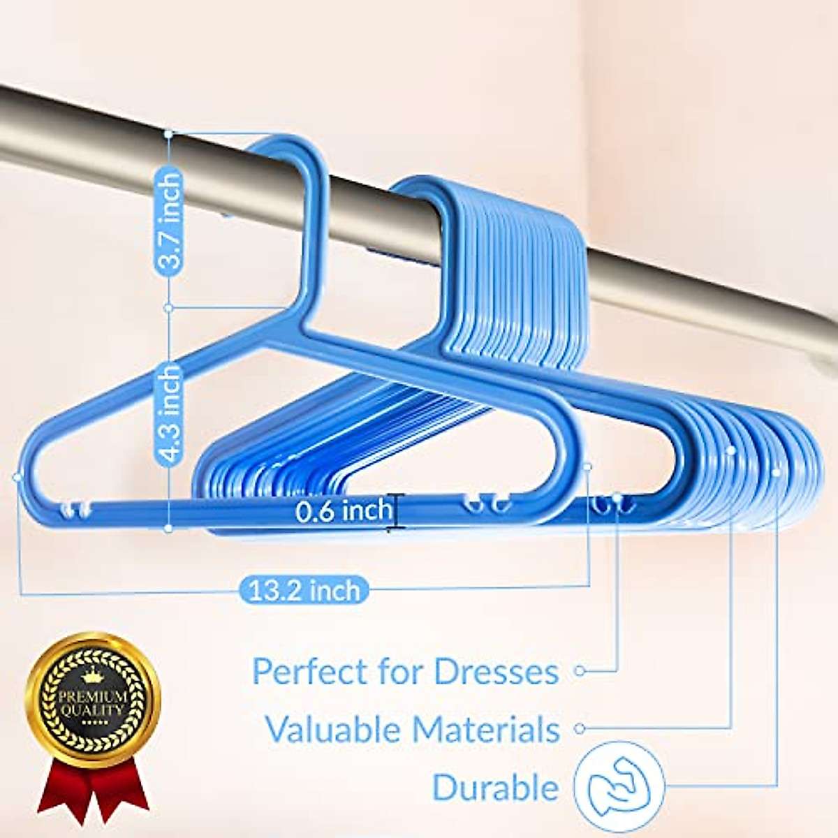 25 Pack Non-Toxic Plastic Hangers Kiddo's Closet Children Everyday's Hangers | Toddler and Teen Hangers in Blue and Pink Color | Non-Slip Plastic Slim Hangers | Toddler Hangers to Hang Their Stuff