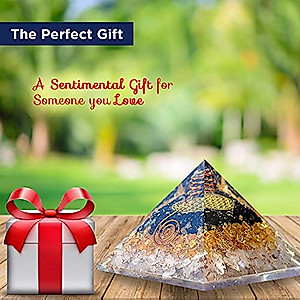 Orgonite Crystal Orgone Pyramid for Triple Health Protection with Black Tourmaline, Citrine and Rose Quartz – Positive Energy Generator for Healing, Wealth and Prosperity