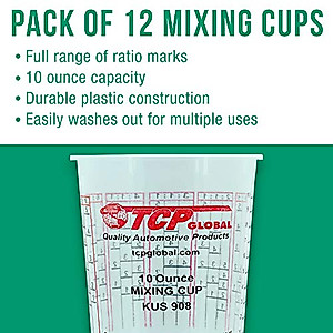 Custom Shop Box of 12 Each - 10 Ounce Paint Mixing Cups Cups Have calibrated Mixing ratios on Side of Cup Box of 12 Cups Epoxy Resin
