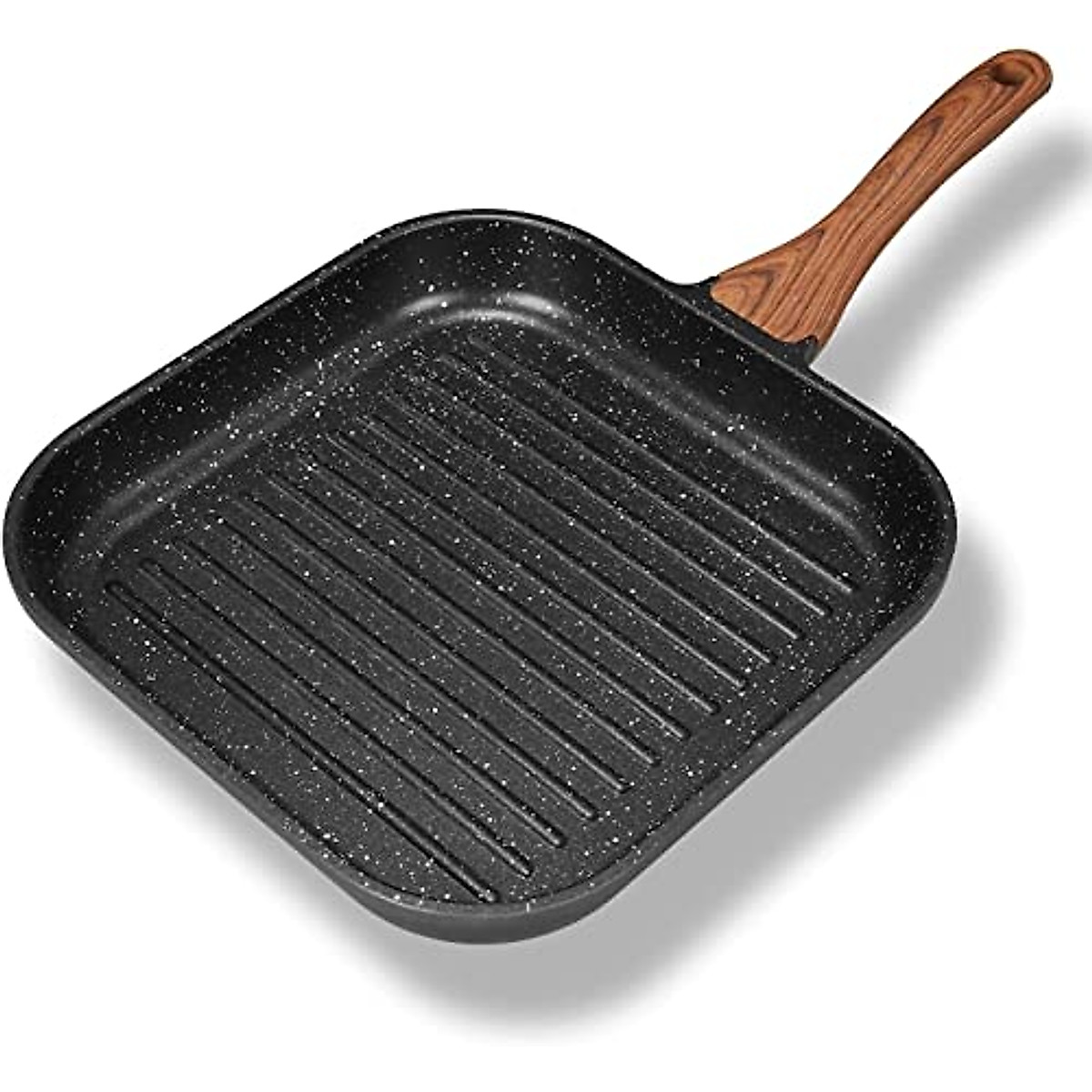 Aoorun Grill Pans for Stove Tops - Nonstick Grill Pan with Granite Coating & Solid Wood Handle, Induction Compatible, 11 inch