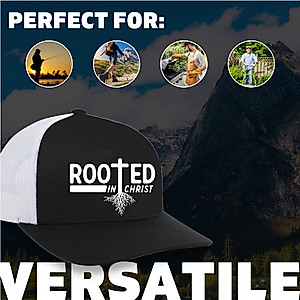 Men's Christian Faith Cross Nails Embroidered Mesh Back Trucker Hat, Heather Grey/White