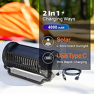 Solar Bug Zapper Outdoor Indoor, 4800V Effective Mosquito Zapper, Cordless IP66 Waterproof Fly Traps, Fly Zapper,Patio and Camping,Garden,Backyard Essentials