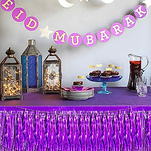 4P Purple Foil Fringe Metallic Streamers Banner Tassel Garland for Parade Floats, Bachelorette, Wedding, Birthday, Halloween, Christmas, Bridal/Baby Shower Party Decorations