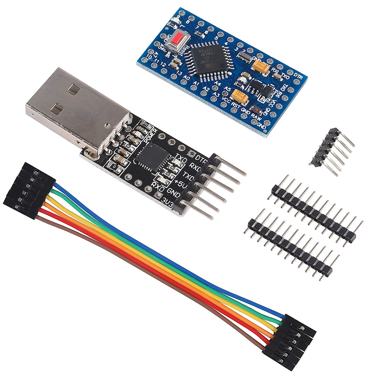 ALAMSCN Pro Mini Module Atmega328 328P 5V 16M + CP2102 Module USB 2.0 to TTL Module with Cable for Arduino Compatible with Nano