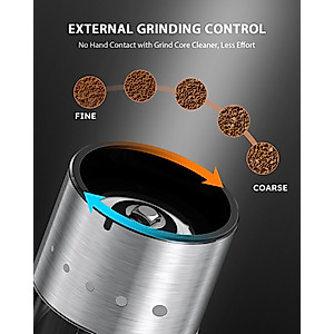 FORLIM Mini Electric Salt and Pepper Grinder Set with Wood Base, USB Rechargeable, Small Automatic Salt Pepper Mill Grinder, Travel/Outdoor BBQ/Children, One-Button Control (2 Packs, Stainless Steel)