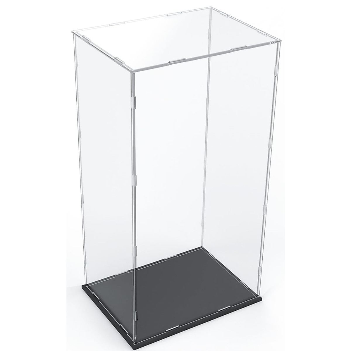 DuvinDD Acrylic Display Case for Large Collectibles, 29 inch Tall Clear Display Box for Bearbrick 1000% Lego 10341 Doll Figure Dustproof Protective Showcase Stand, Assemble Acrylic Box with Black Base