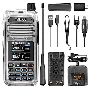 Talkpod A36Plus GMRS Radio HAM Walkie Talkie 512 Channel, 5W Output, AM AIR VHF UHF 7-Band Receive (Crystal)