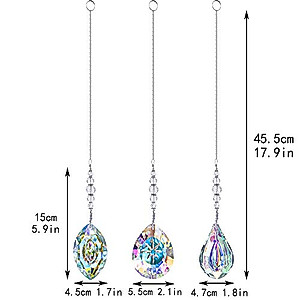 Crystal Suncatchers Hanging Crystals Rainbow 76mm Prisms Pendant with Chakra Beads for Window Decor (Pack of 3)