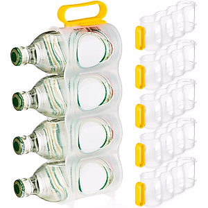 6 Pcs Portable Soda Can Organizer for Refrigerator Shelf Clear Plastic Beer Can Racks with Removable Handle Drink Organizer for Fridge Storage Beer Freezer Beverage Can Holder Soda Dispenser (Yellow)