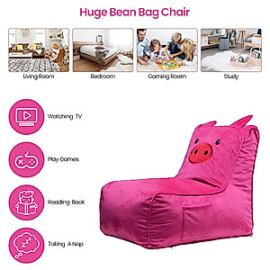 Recaceik Kids Bean Bag Chair, Soft Memory Foam Filled Bean Bag Seat for Baby Girl/Boy, Animal Bean Bag Chair with Removable Cover and Top Handle, Cartoon Sofa for Nursery, Playroom, Living Room