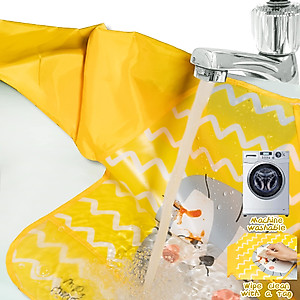 R HORSE 5Pcs Long Sleeved Bib for Babies Toddlers Waterproof Sleeved Bib with Crumb Capacity Pocket Cartoon Baby Bib Infants Feeding Bibs with Lion Seal Fox Pattern for Baby Shower Age 6-36 months