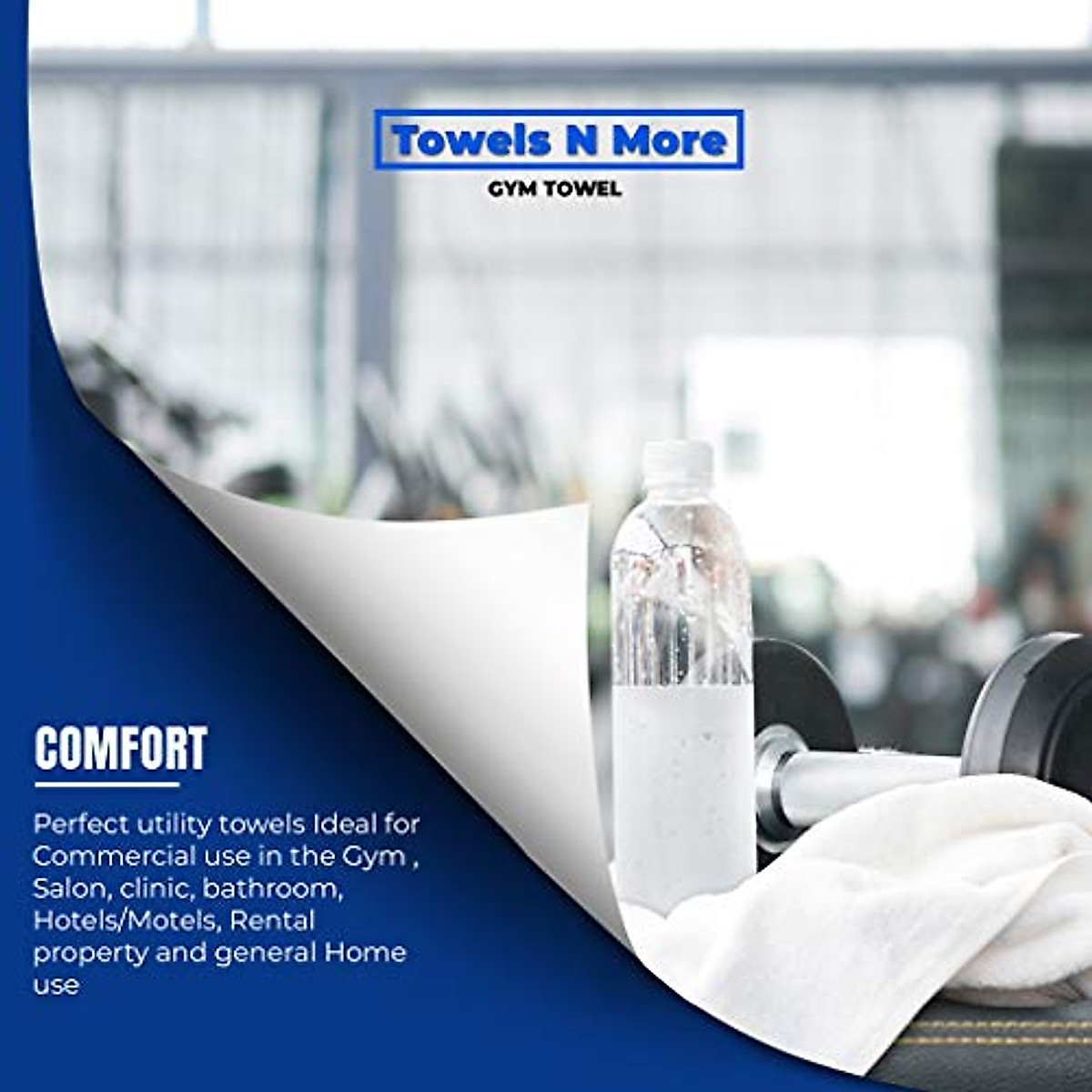 Towels N More 6 Pcs New Gym Towels 20x40 White 100% Cotton Loop Terry Bath Towels Salon Towels Light Weight Fast Drying(6)