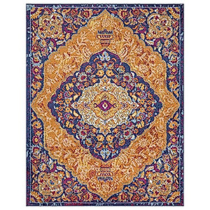 Machine Washable Modern Design Jute Back 5x7 Abstract Indoor Area Rug for Bedroom, Living Room, Dining Room, Office, 5'3" x 6'11", Orange