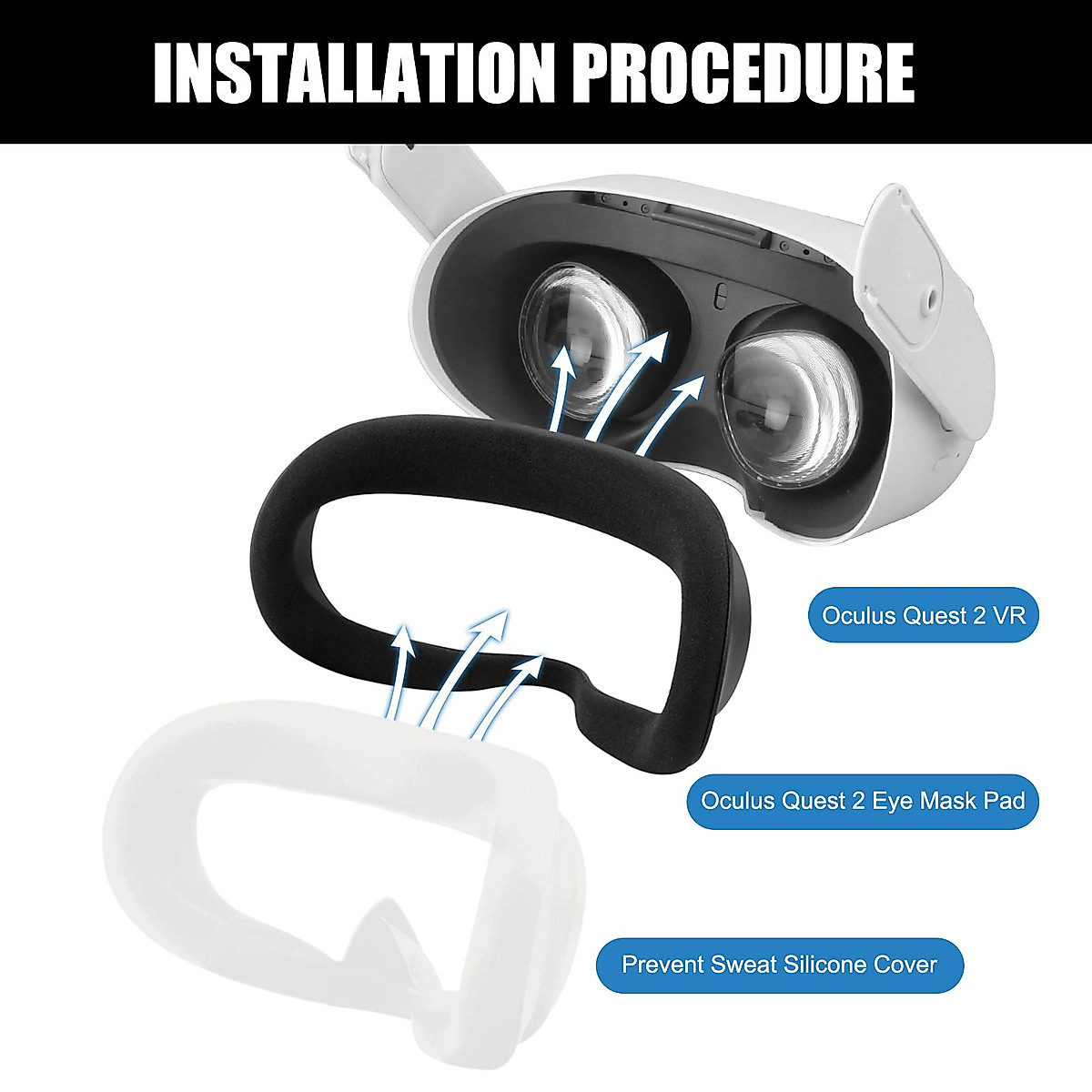 MASiKEN 6-in-1 Accessories for Oculus Quest 2 Head Strap Replacement Kits, VR Shell,Controllers Cover,Face Cover, Release Face Squeeze Comfort Wearing, Meta Quest 2 Easter Gifts (Bunny Set)