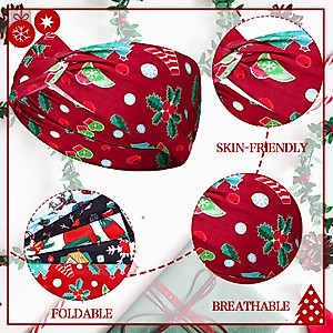 Jutom 12 Pieces Christmas Twisted Headbands Snowflake Elastic Turban Headband Multi-style Headband Christmas Bell Non Slip Hair Accessories Wide Knot Hair Bands Headwrap for Women (Simple Pattern)