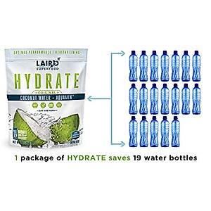 Laird Superfood HYDRATE Coconut Water Powder Drink Supplement with Coconut Water and Auqamin, All Natural, No Added Sugars, Gluten-Free, Non-GMO, Vegan, 8 oz. Bag, Pack of 1