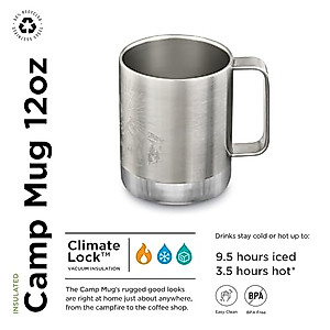 Klean Kanteen Camp Mug 12 Oz Laser Etch Mntns Brushed Silver