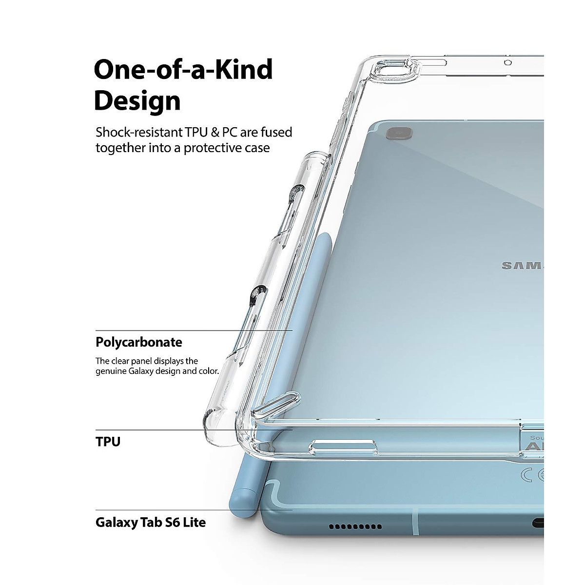 Ringke Fusion Case [Built-in Pen Holder] Compatible with Samsung Galaxy Tab S6 Lite Case 10.4 Inch 2024/2022 / 2020, Transparent Hard Back Shockproof Cover - Clear
