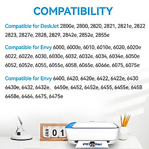 Pitooler for HP67 Ink Cartridges, for HP 67/67XL Ink Cartridges Black/Color Combo Pack Compatible for HP Envy 6055e 6000 Pro 6400 Ink Cartridges, DeskJet 2700 2755e 4155e 4100 2700e 4100e 4155 Printer