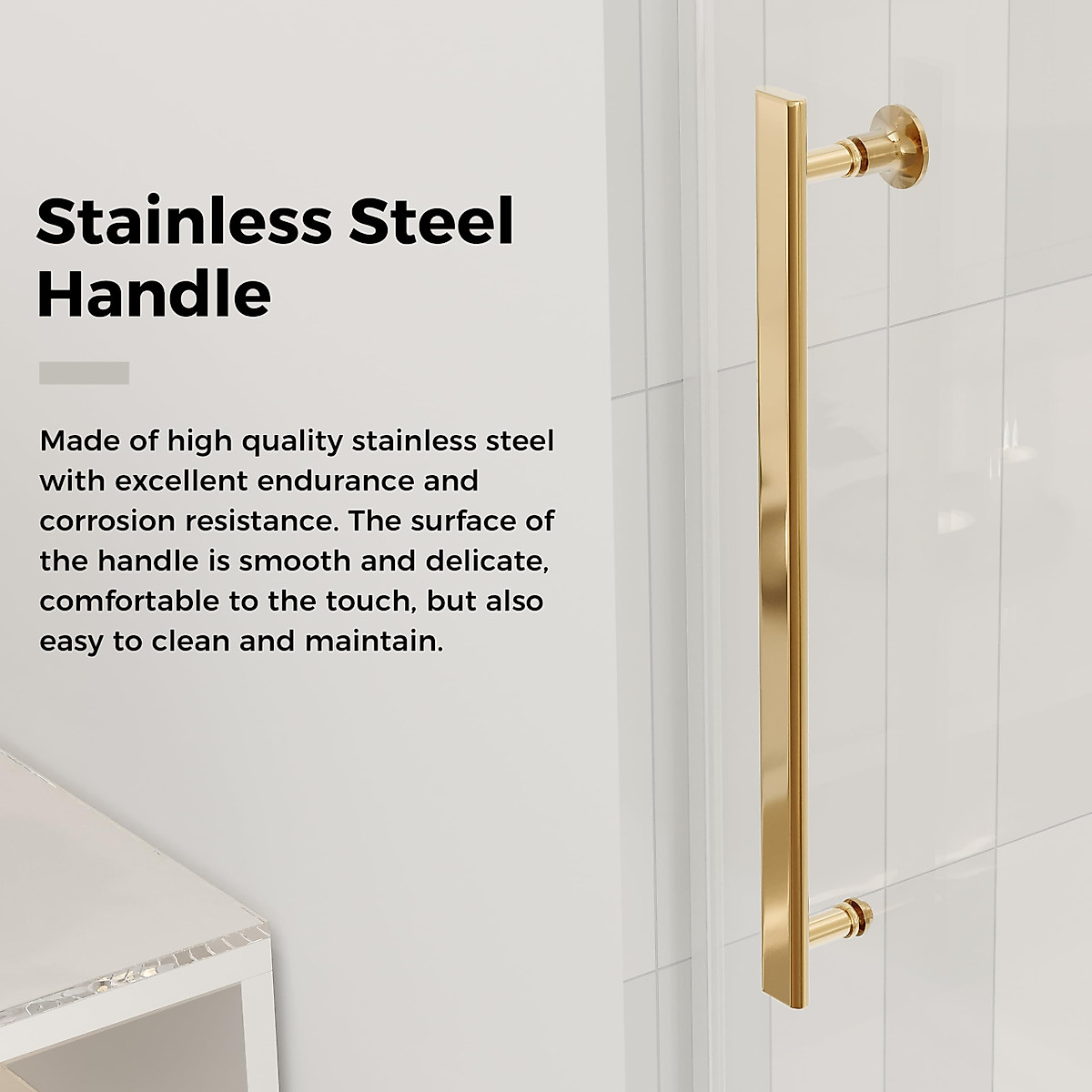 DELAVIN 56-60.in W x 72.in H Frameless Shower Door, Water Repellent Gold Shower Door with 5/16" (8mm) Clear Tempered Glass, Easy Sliding Showe Door with Explosion-Proof Film, Stainless Steel