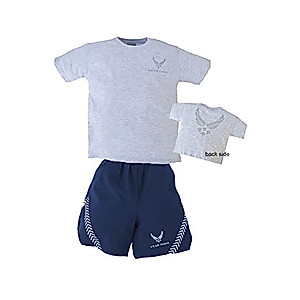 Trooper Clothing Kids Air Force PT 2 Piece Shirt/Shorts Set,Small, Grey and Blue, Small 301:301-S