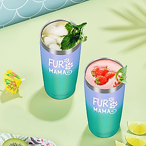 Cpskup Gifts for Mom, Fur Mama Stainless Steel Travel Tumbler, Mom Gifts for Mama Mom New Mom Mother Mommy Women Christmas Birthday Mother's Day, Insulated Travel Tumbler with 2 Lids (20 oz, Gradient)