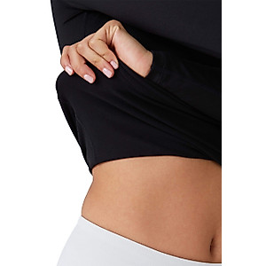TCA Super Thermal Long Sleeve Women Running, Ski Base Layer - Compression Shirts Woman, Long Sleeve Workout Tops for Women - Black Rock, Medium