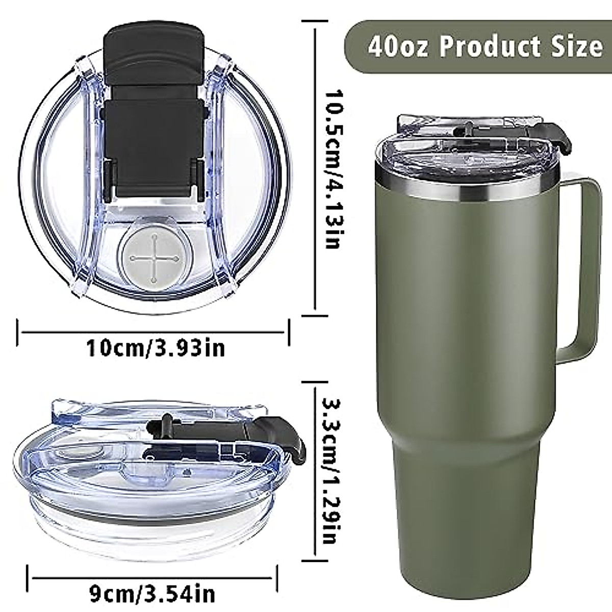 Amgkonp 40oz Tumbler Replacement Lid for Stanley Tumbler with Handle,2 PACK Spill proof Lid for Stanley Quencher 2.0,Dust-Proof Lid Stanley Cup Accessories (40oz, 2PACK)