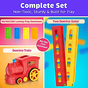 300 Pcs Domino Train Set - Automatic Rally Setter for Boys & Girls - Ages 4-10 - Montessori Toy with Colorful Tracks - Christmas & Creative Birthday Toy, Automatic Block Laying Stacker Game