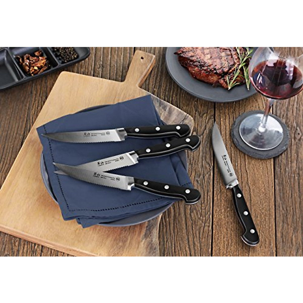 Cangshan V2 Series 1020373 German Steel Forged 4-Piece Steak Knife Set, 5-Inch Blade