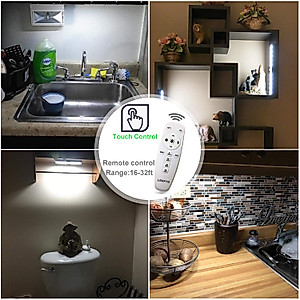 LDOPTO Under Cabinet Lights Wireless Battery Operated LED Closet Lights Without Wiring Counter Stick on Lights with Remote Timer Dimmable for Kitchen Shelf Hallway Stairs, Multiple Colors 4 Pack