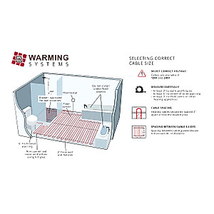 50 Sqft Cable Set, Electric Radiant Floor Heat Heating System with Digital Floor Sensing Thermostat