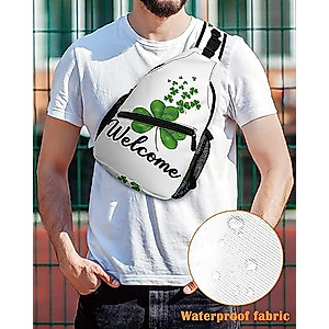 Sling Backpack, St. Patrick's Day Green Clover Waterproof Lightweight Small Sling Bag, Travel Chest Bag Crossbody Shoulder Bag Hiking Daypack for Women Men