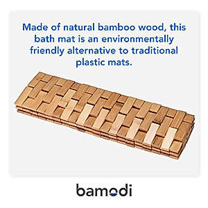 Bamodi Bathroom Bamboo Floor Mat - Wooden Bath Rug - Natural Wood Accessories for Spa, Bathtub, Kitchen, Pool, Beach Area - Mats for Inside Shower