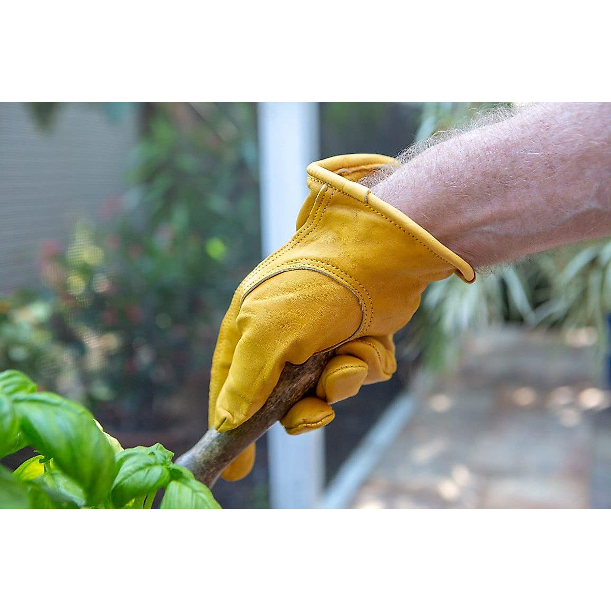 G & F Products 6203L-3 Premium Genuine Grain Cowhide Leathers with Reinforced Patch Palm, Work Gloves, Drivers Glove 3-Pair, Large, Yellow