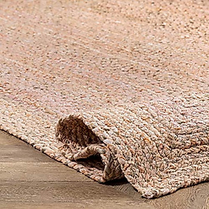 nuLOOM Hand Braided Otelia Denim And Jute Area Rug, 4x6, Beige