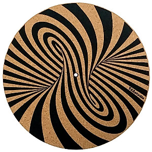 TazStudio Premium slipmat - Cork Turntable Mat for Better Sound Support on Vinyl LP Record Player - Cork mat Original Geometric Design Psychedelic Geometric spiral Art [4mm Thickness]-m7