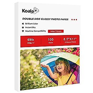Koala Thick Photo Paper 8.5x11 Inches Heavyweight Double Sided High Glossy 100 Sheets 260gsm only Compatible with Inkjet Printer