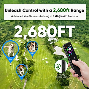 PFIXV Dog Shock Collar with 10 Levels Beep, 2680FT 4 Modes Electric Dog Training Collar with Remote, Waterproof E Collar Dog Shocker for Large Medium Dogs (8-120Lbs) Black