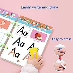 Magical Tracing Workbook Set,Reusable Magic Practice Copybook for Kids with Drawing Pens & Eraser,Learning To Write Alphabet,Numbers and Line Tracing (Digital drawing 64 Pages/32 Sheets (2-6 Years))