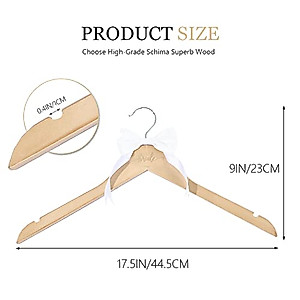Yean Bow Knot Wedding Hangers Natural Wood Color Bride Hanger Dress Suit Hanger Engraved Bridal Gown Hanger for Women