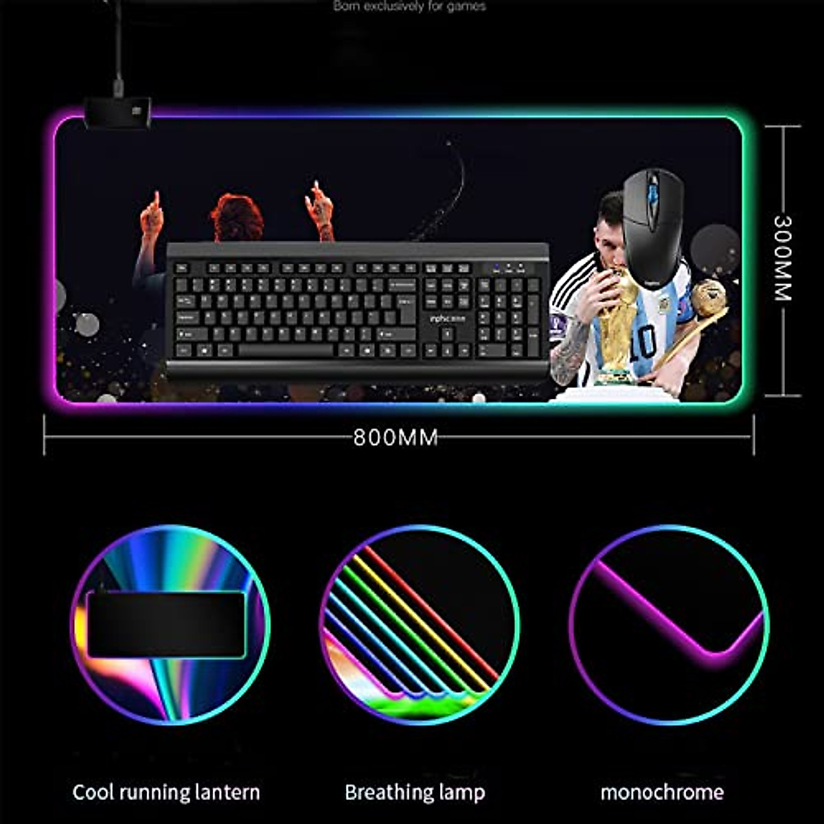 Champion World Cup RGB Soft Gaming Mouse Pad Large Oversized Glowing Led Extended Mousepad Non-Slip Rubber Base Computer Keyboard Pad Mat
